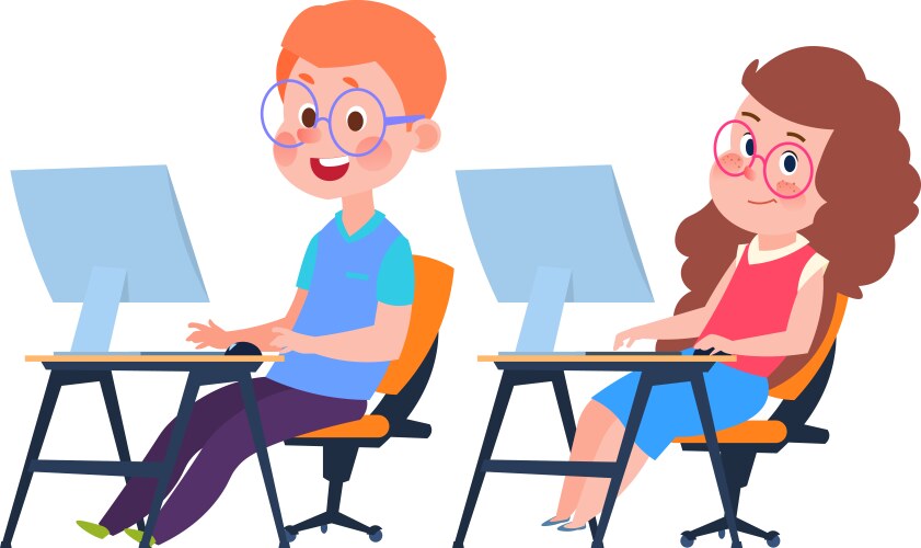 Science teacher and student in classroom Vector Image