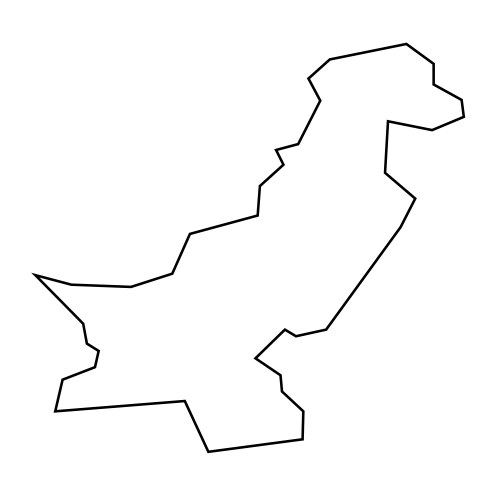 Pakistan country map thick outline icon Royalty Free Vector