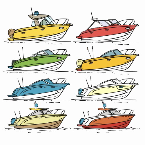 Colorful speed boats Royalty Free Vector Image