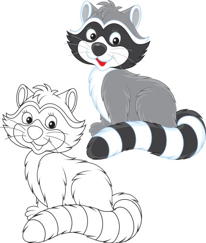 Cute cartoon raccoon with red glasses Royalty Free Vector