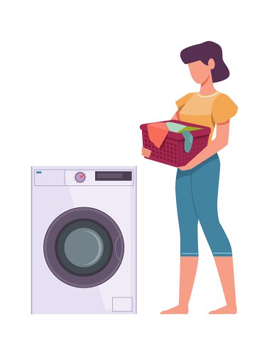 Woman washing clothes in the house Royalty Free Vector Image