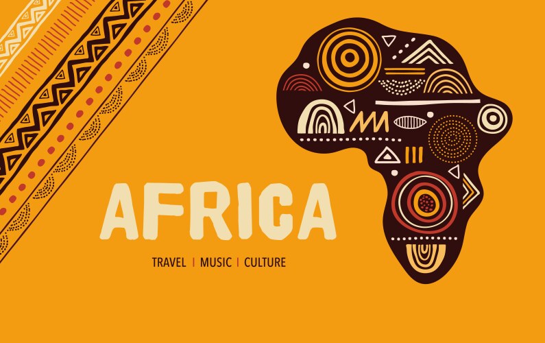 Africa letters banner with tribal traditional Vector Image