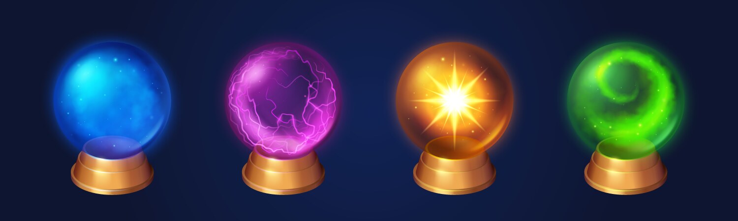 Crystal globes witch or sorcerer magic spheres Vector Image