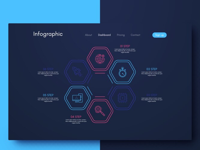 Modern dark infographic report template Royalty Free Vector