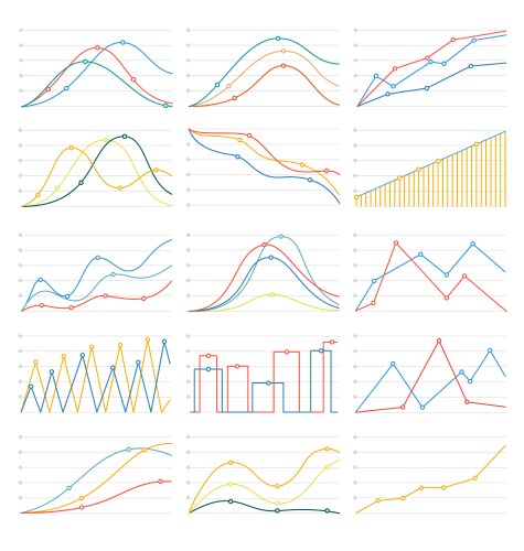 Linear chart graph set Royalty Free Vector Image
