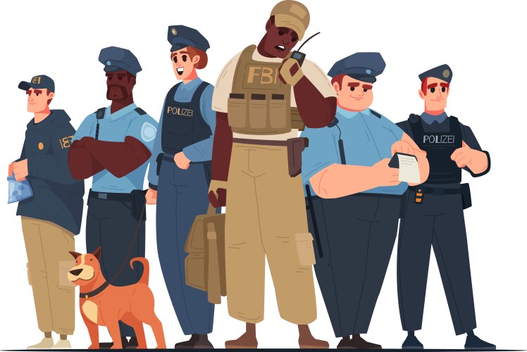Set of a policeman cartoon character in poses Vector Image