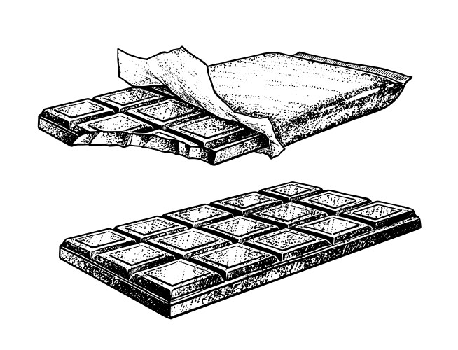 Chocolate bar graphic hand Royalty Free Vector Image