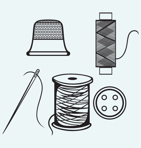 Spool with threads and sewing button Royalty Free Vector