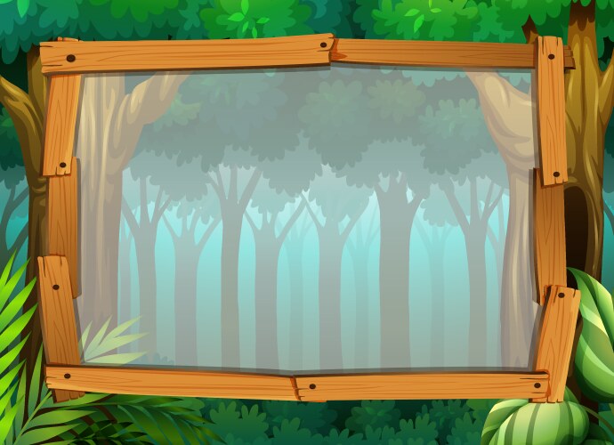 Border template with forest background Royalty Free Vector