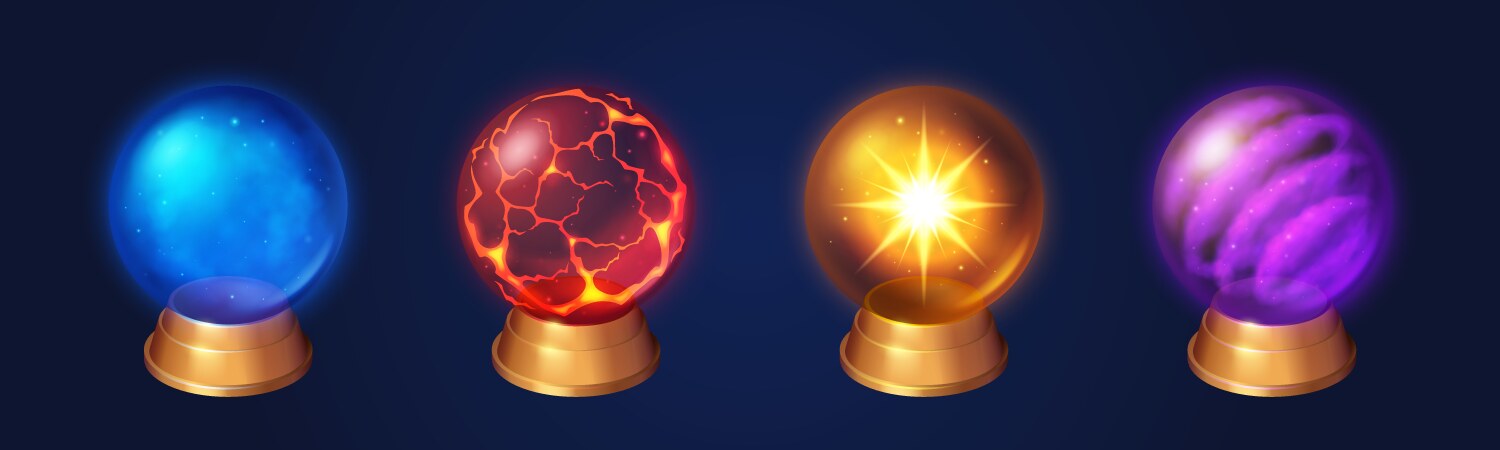 Crystal globes witch or sorcerer magic spheres Vector Image