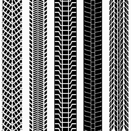 Collection of various tire tread patterns for Vector Image