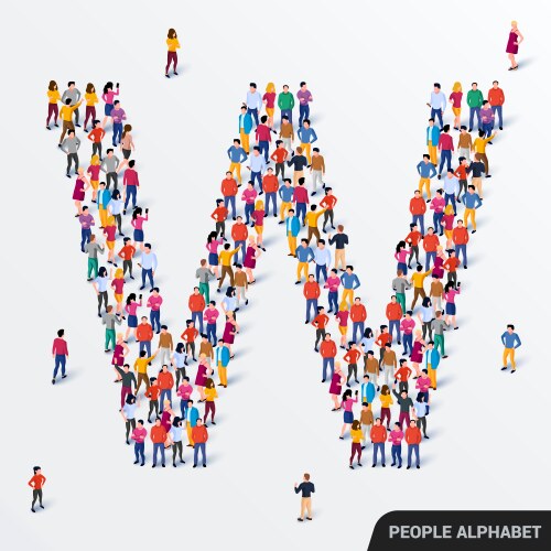 Large group people in letter n form human Vector Image