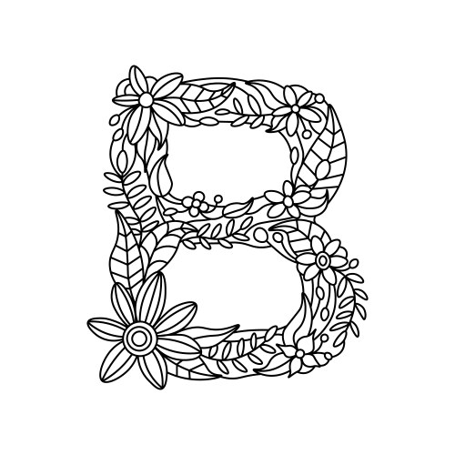 Letter b coloring book for adults Royalty Free Vector Image