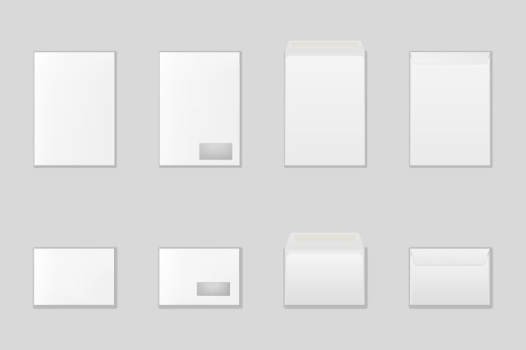 Paper envelope mockup front and back side blank Vector Image