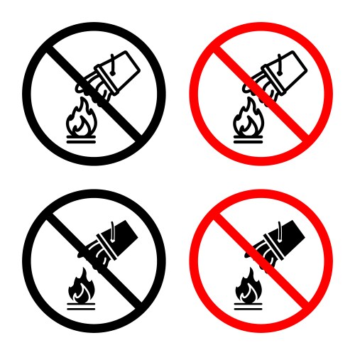 Water extinguishing prohibited sign prevent fire Vector Image