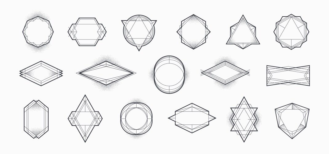 Set of outline heraldic emblems and labels Vector Image