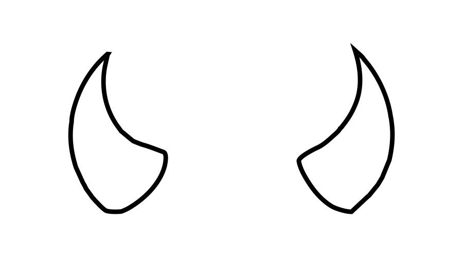 Black outline of devil horns with a curved shape Vector Image