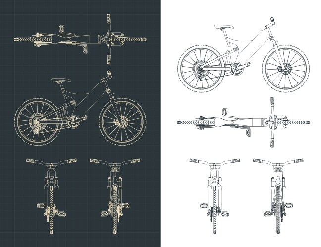 Electric bike blueprints Royalty Free Vector Image