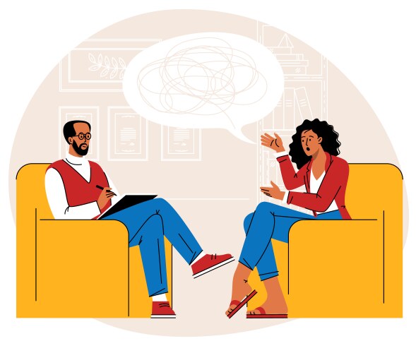 Psychotherapy concept psychologist and patient Vector Image