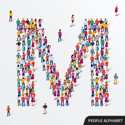 Large group people in letter n form human Vector Image