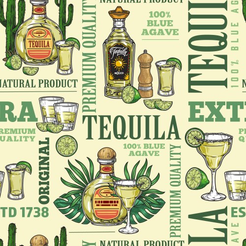 Tequila drink seamless pattern colorful Royalty Free Vector
