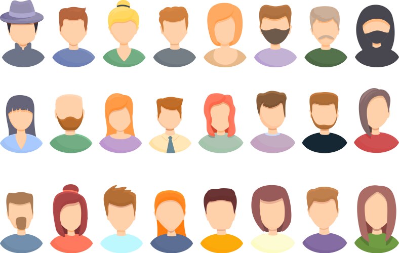 Smartphone user icons set cartoon people Vector Image