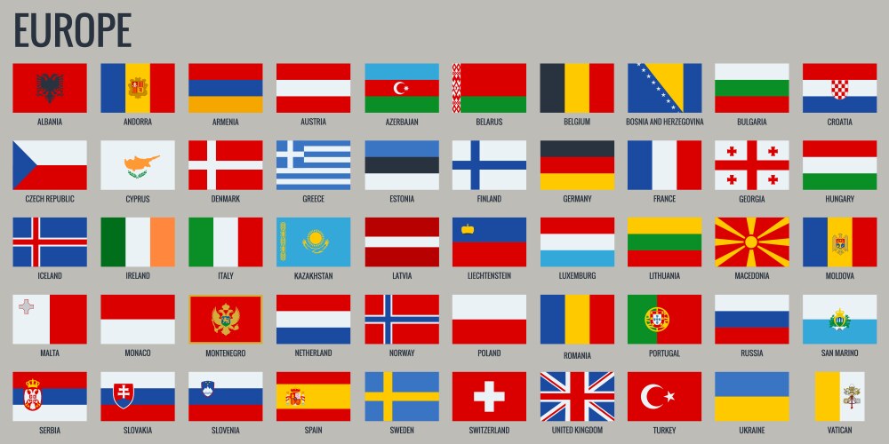 Flags of europe set Royalty Free Vector Image - VectorStock