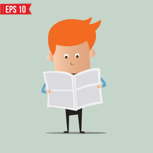 Man reading newspaper cartoon design Royalty Free Vector