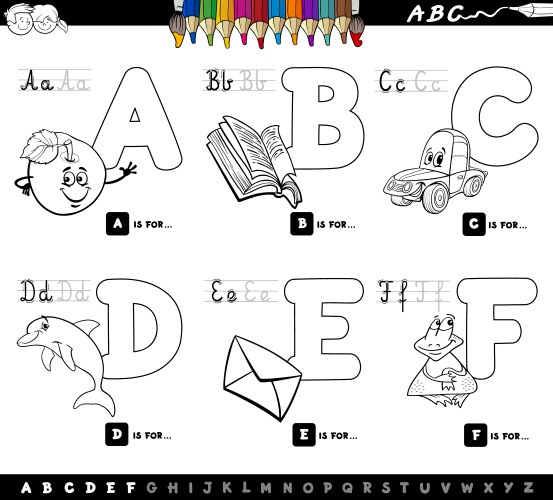 Writing practice letters mno coloring book Vector Image