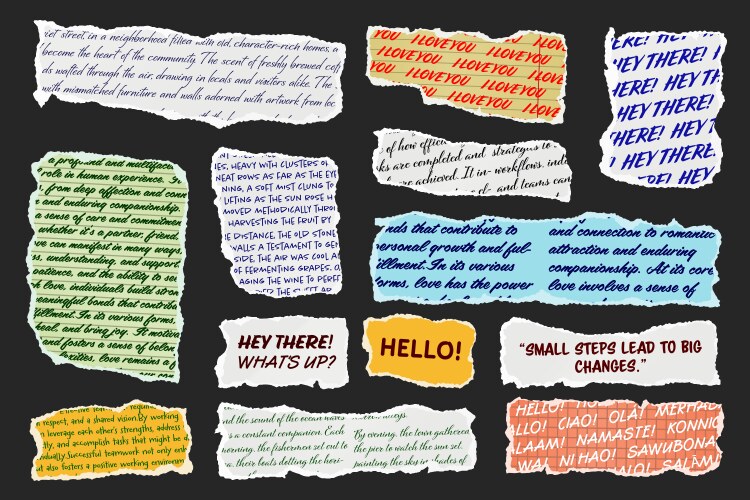 Ripped paper strips with handwritten text Vector Image