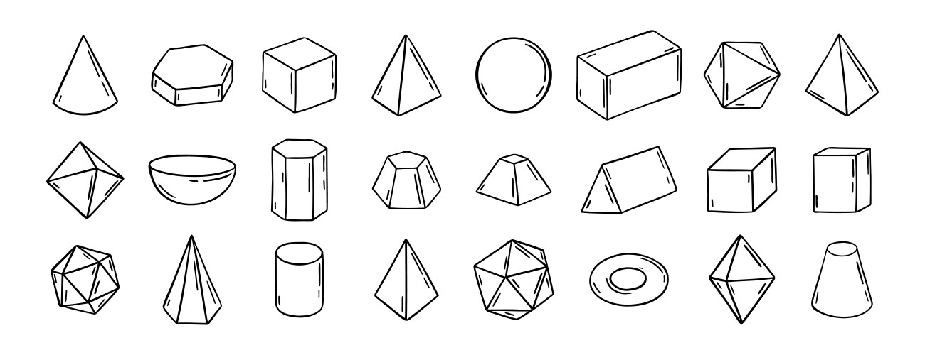 Three dimensional hand drawn sketch geometry Vector Image