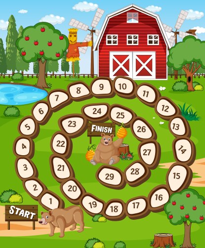 A farm boardgame template Royalty Free Vector Image