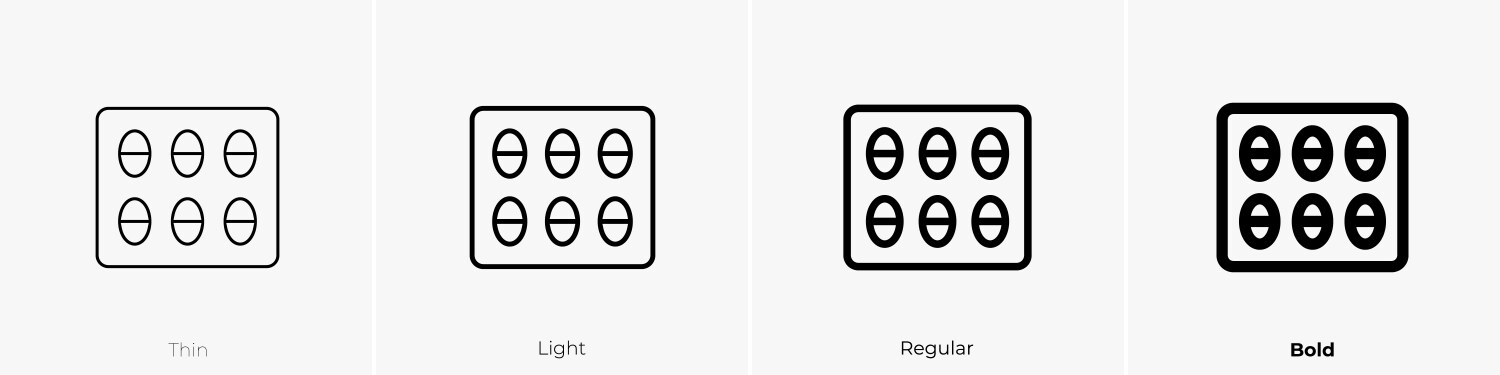 Blister icon thin light regular and bold style Vector Image