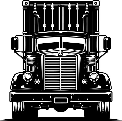 Cargo container truck front silhouette flat Vector Image