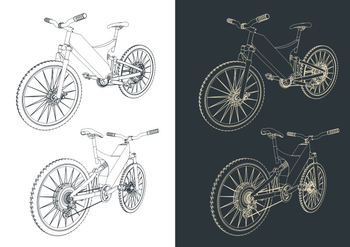 Electric bike blueprints Royalty Free Vector Image