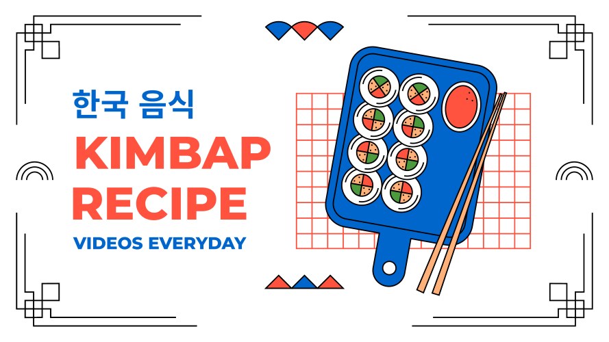 Hand drawn korean restaurant youtube thumbnail Vector Image