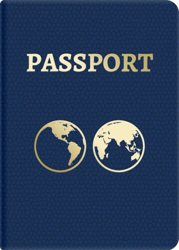 3d passport with two globes travel concept Vector Image