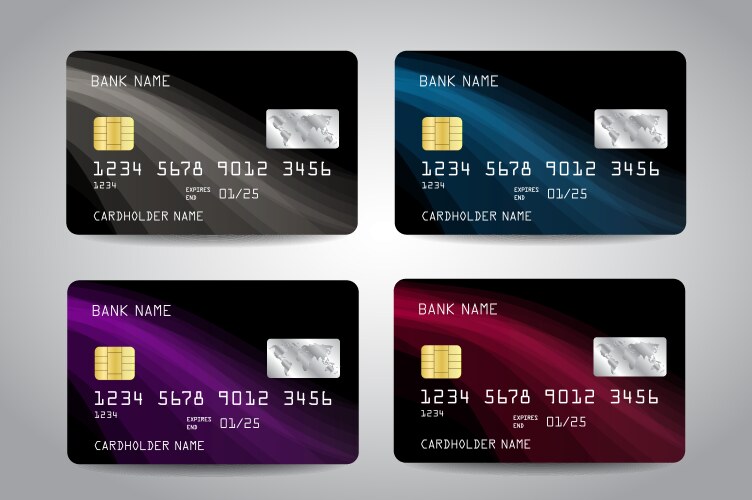 Realistic detailed credit cards set Royalty Free Vector
