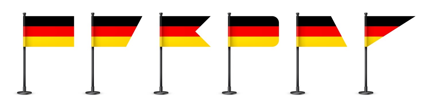 Realistic various german table flags on a chrome Vector Image