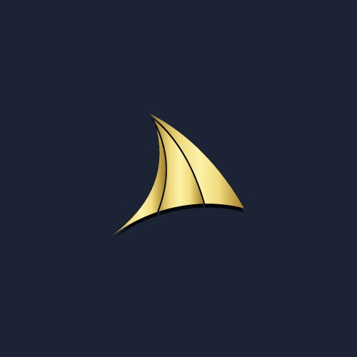 Sailing boat star compass gold logo Royalty Free Vector