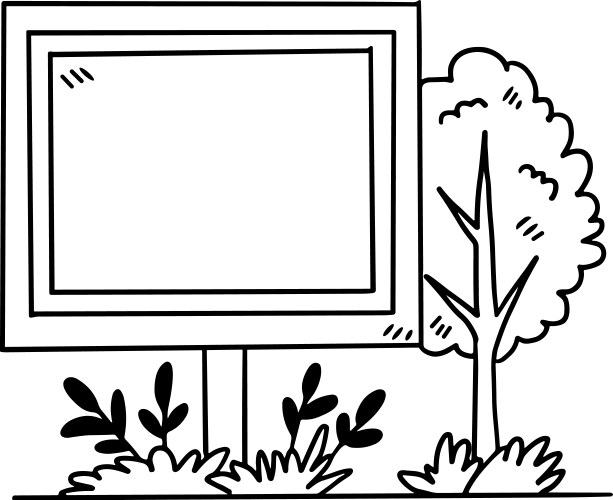 A tree is next to sign that blank Royalty Free Vector Image