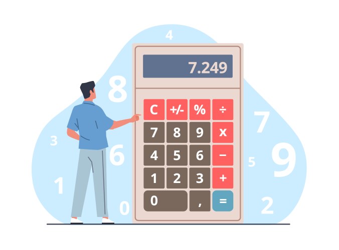 Cartoon calculator man Royalty Free Vector Image