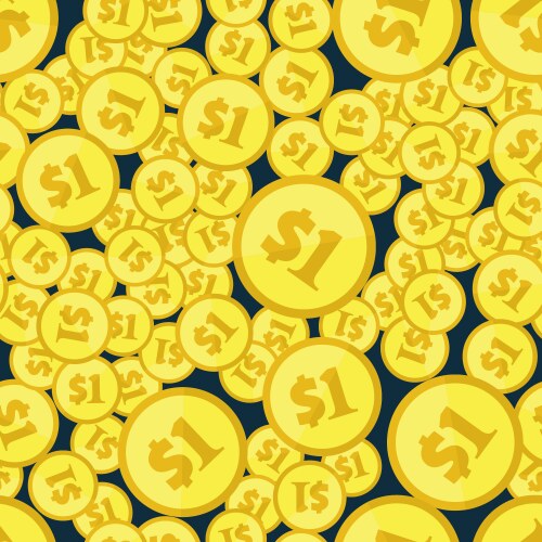 Golden one dollar coins seamless pattern Vector Image