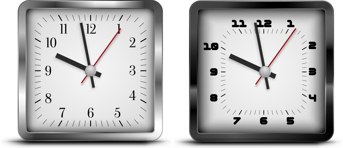 3d alarm clock square shape with 12 hours Vector Image