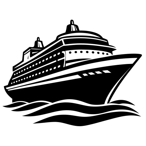 Cruise ship silhouette a moving vessel nautical Vector Image