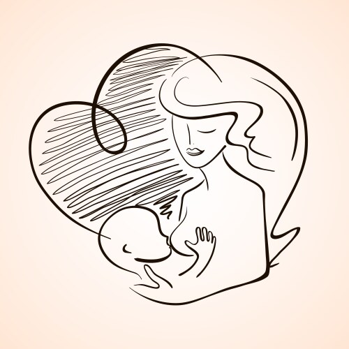 Logotype mother with newborn baby on hands Vector Image