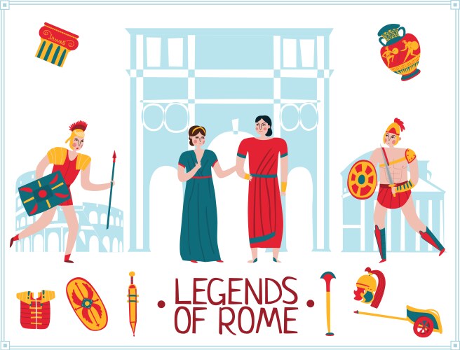 Gladiator set in ancient rome Royalty Free Vector Image