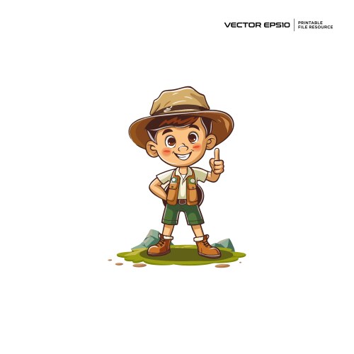 Boy explorer character mascot logo design eps 10 Vector Image