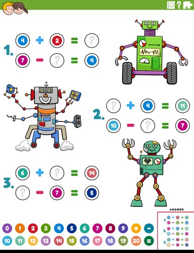 Cartoon math education game Royalty Free Vector Image