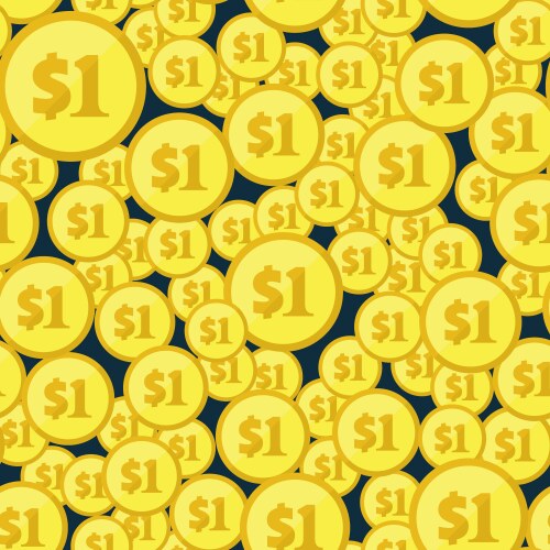 Golden one dollar coins seamless pattern Vector Image